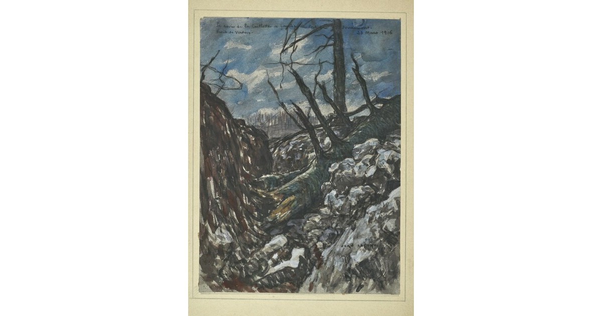 Le ravin de la Caillette à gauche du Fort de Douaumont, front de Verdun ...