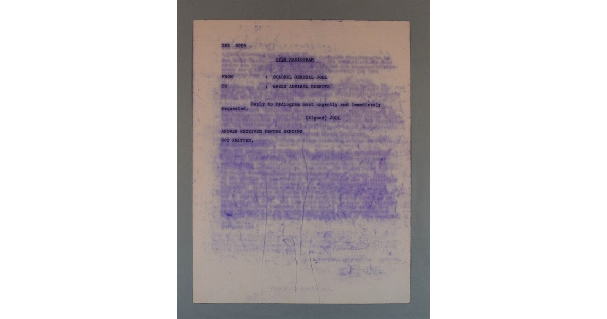Message du général Jodl à l’amiral Dönitz, Jodl - Portail officiel des ...