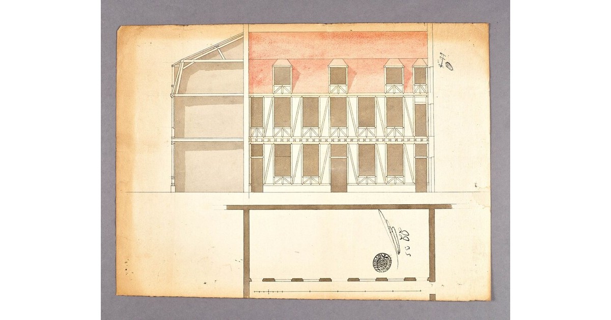 Elévation et coupe d’une maison, ANONYME FRANCAIS 18ème siècle - Portail officiel des Musées de ...