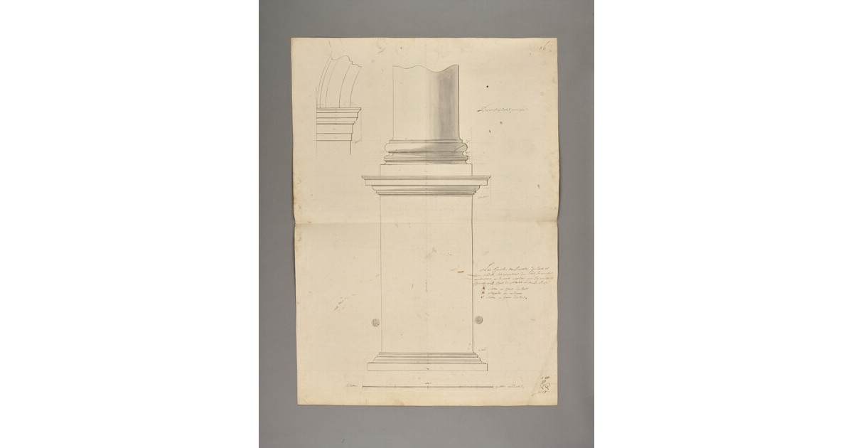 Imposte et arc, base de colonne ionique sur piédestal, ANONYME FRANCAIS ...