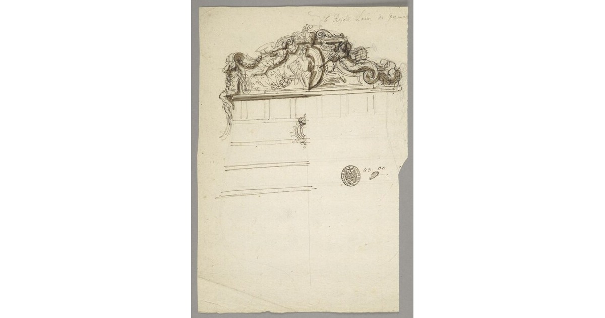 Tableau de couronnement du vaisseau Le Royal Louis (1668), ANONYME ...