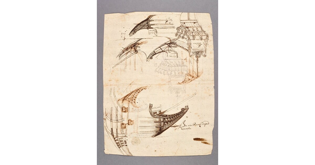 Etudes de proue et de la poupe (recto - verso), ANONYME FRANCAIS 18ème ...