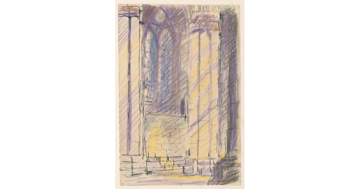Vue d’une baie d’un des bas-côtés de la cathédrale Notre-Dame de Reims ...