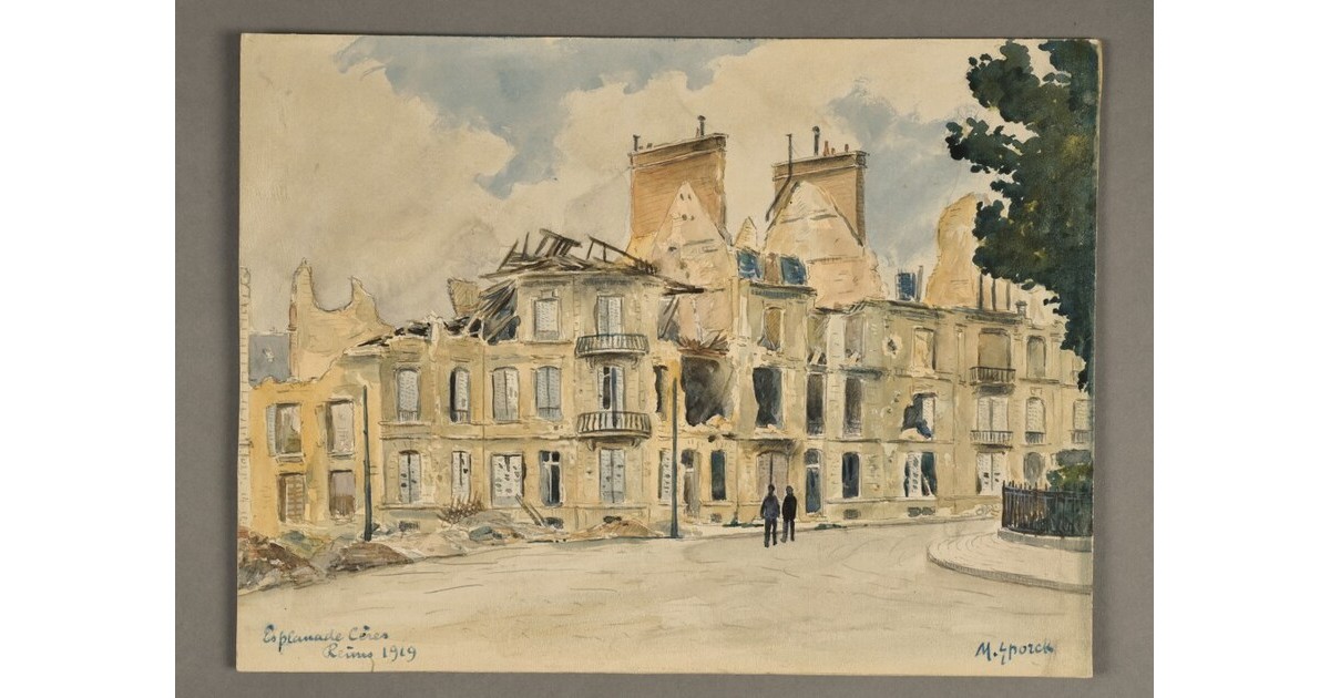 Esplanade Cérès à Reims en ruines, SPORCK - Portail officiel des Musées ...