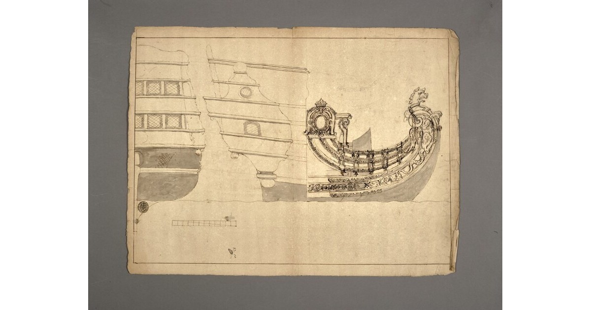 Poupe et proue d’un vaisseau, ANONYME FRANCAIS 18ème siècle - Portail ...