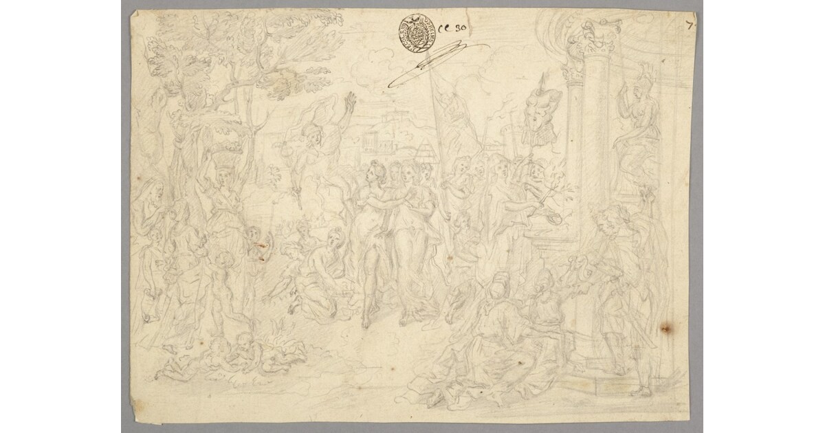 Culte d’Athéna (recto) ; Etude de femme assise avec putti (verso ...