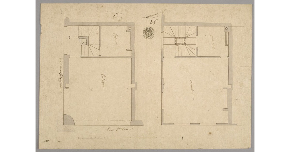 Plan des deux étages d’une maison, ANONYME FRANCAIS 18ème siècle - Portail officiel des Musées ...