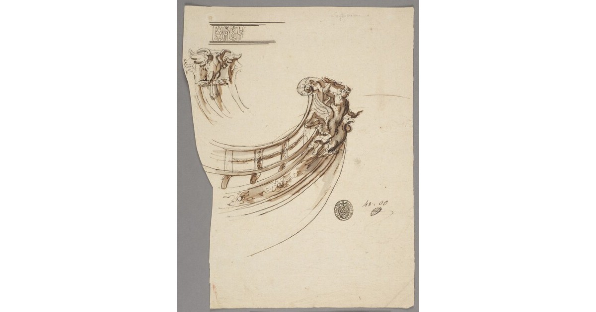 Détail de la proue du vaisseau "Le Foudroyant", ANONYME FRANCAIS 18ème ...