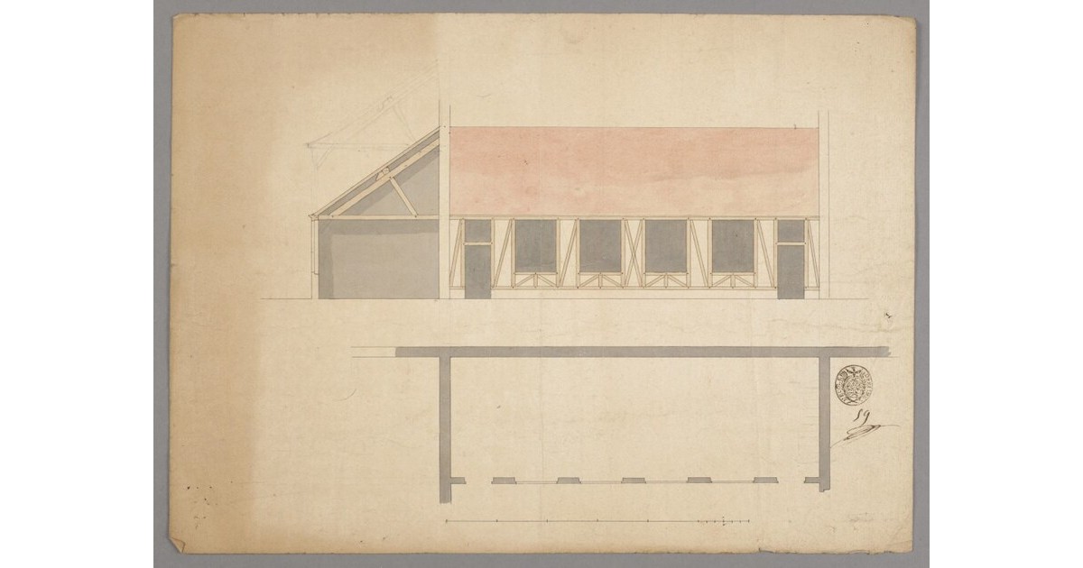 Elévation et coupe d’une maison, ANONYME FRANCAIS 18ème siècle - Portail officiel des Musées de ...